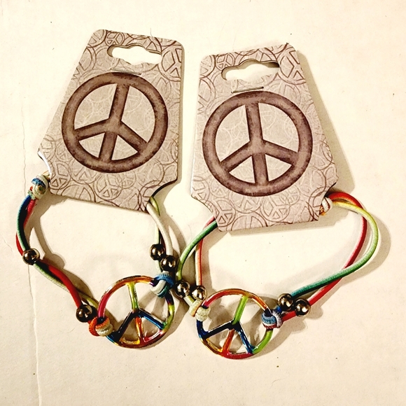 Accessories | 2 Colorful Elastic Peace Friendship Bracelets Peace ...